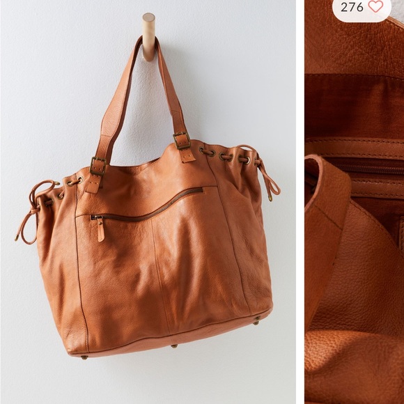 Free People | Bags | Free People Round The Block Leather Tote Bag ...